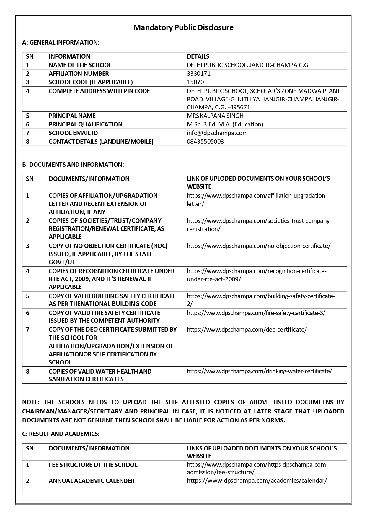 Delhi Public School, Janjgir-Champa Mandatory Public Disclosure 2025 ...